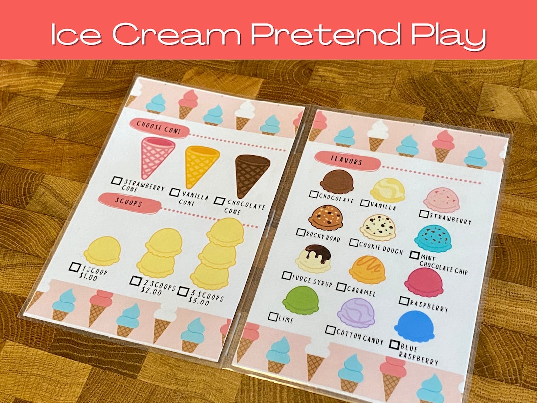 ICE CREAM PRINTABLE Pretend Play, Ice Cream Shop Dramatic Play ...