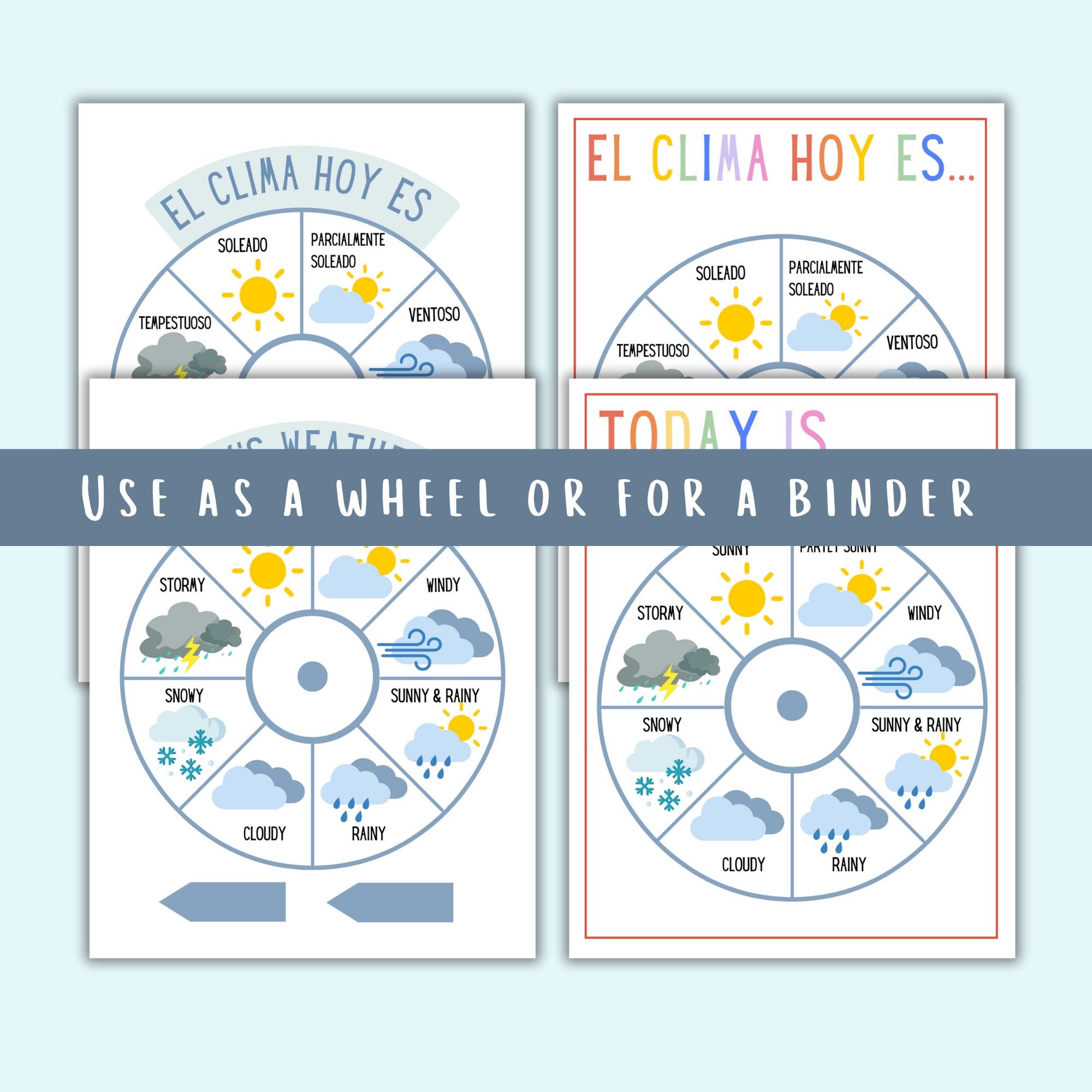 Weather Wheel Printable: Bilingual Learning, Montessori Circle Time ...