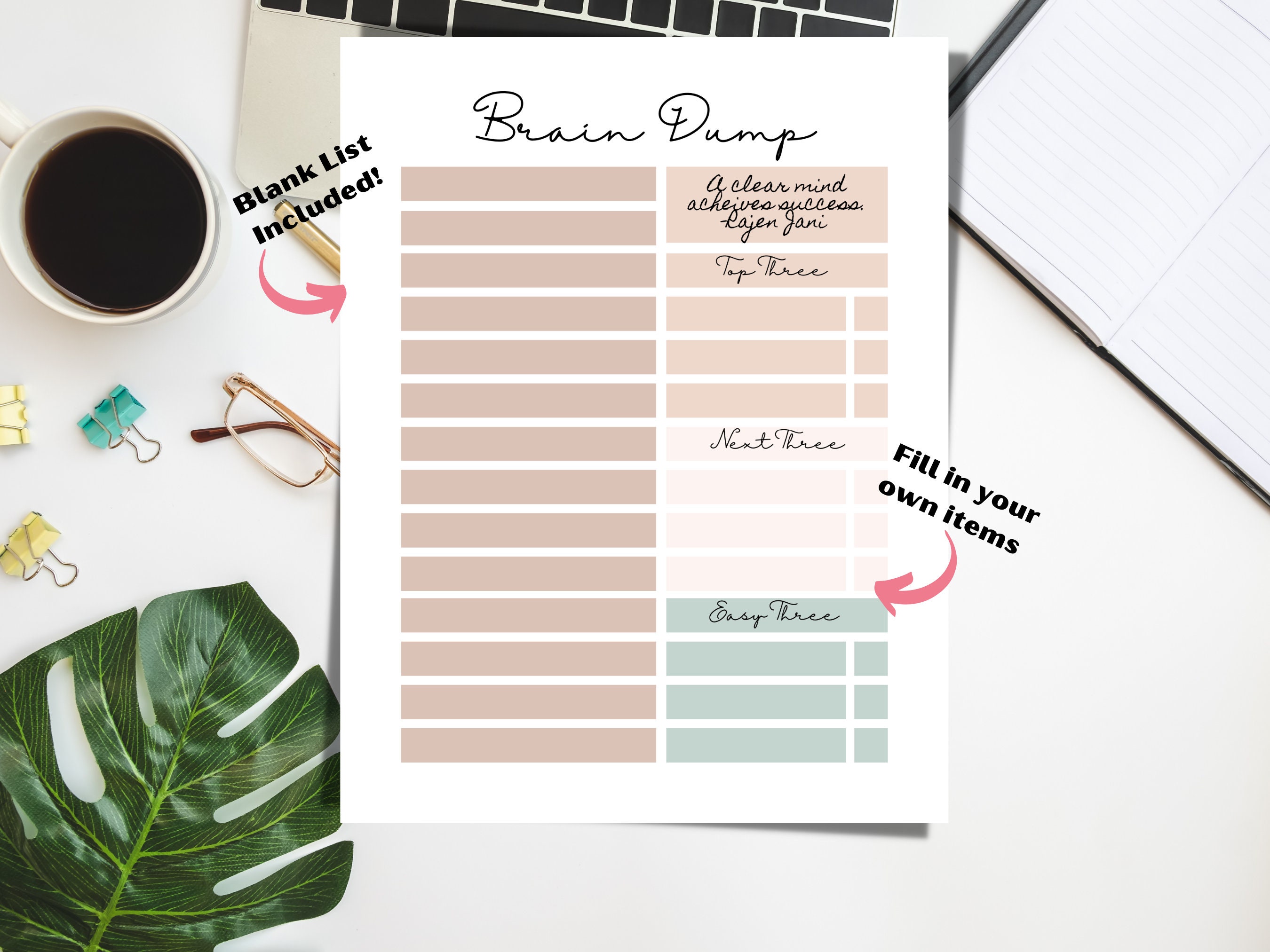 BRAIN DUMP PRINTABLE Brain Dump Template Editable Brain Dump | Etsy