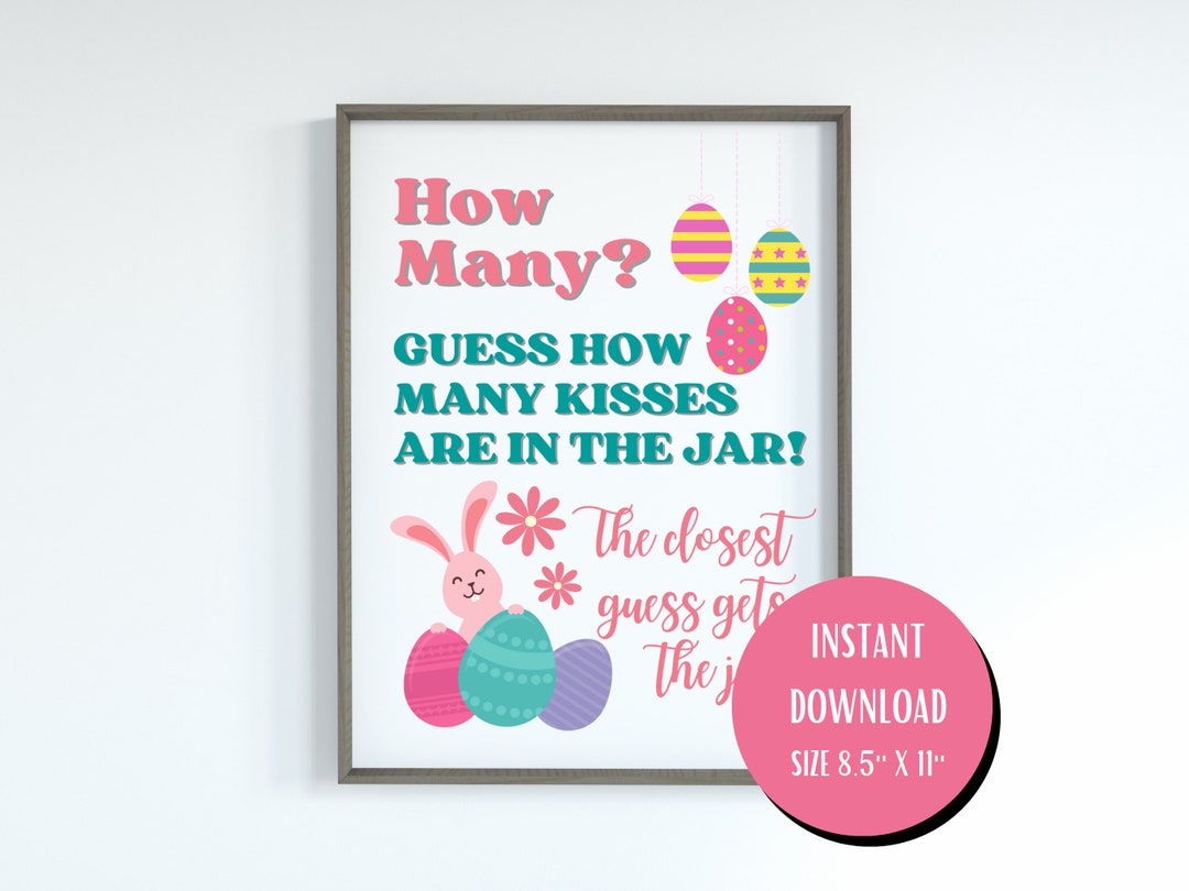 Easter GUESS HOW MANY Kisses Game, Easter Printable Game, Easter Candy ...