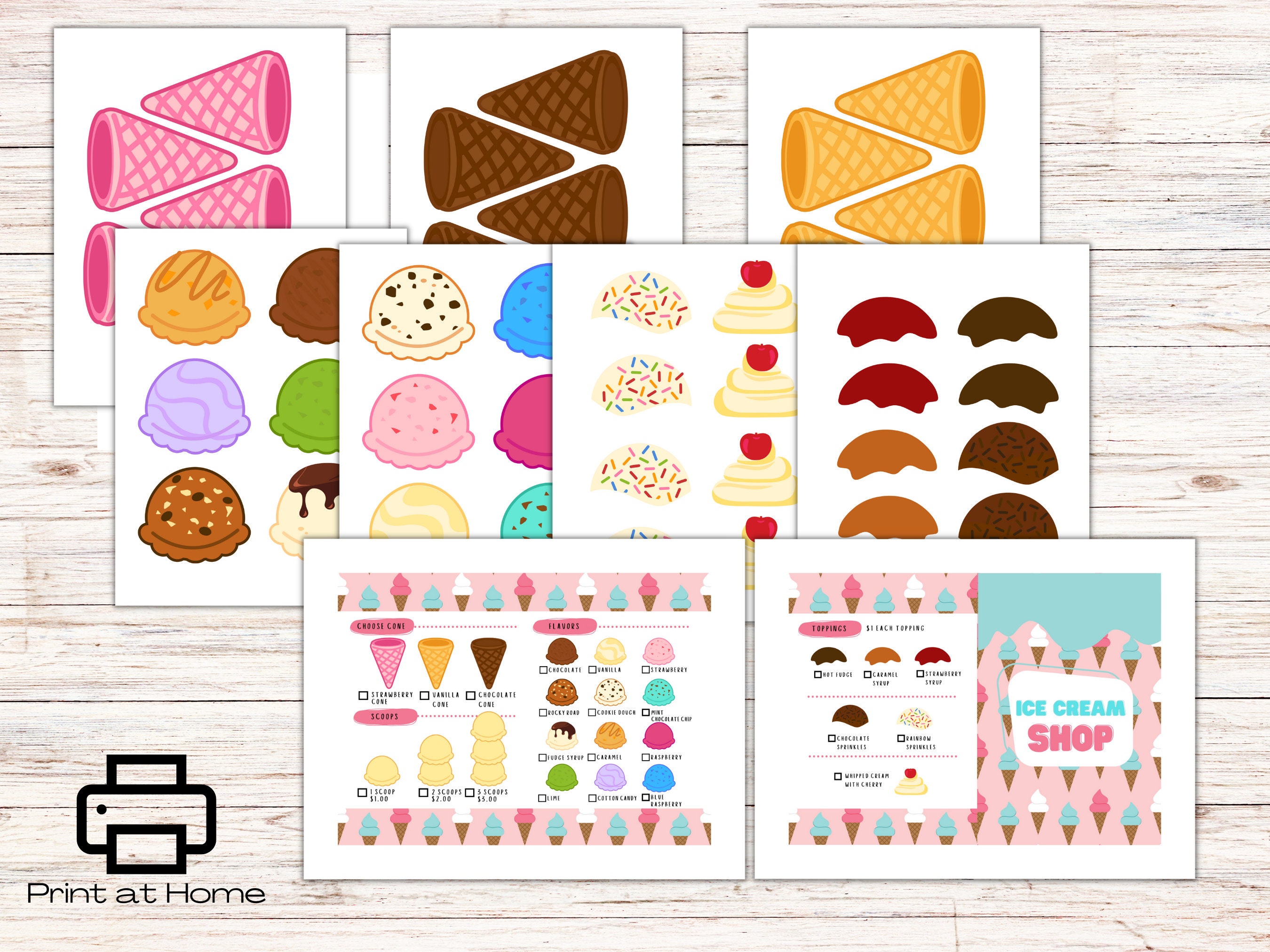 ICE CREAM PRINTABLE Pretend Play, Ice Cream Shop Dramatic Play ...
