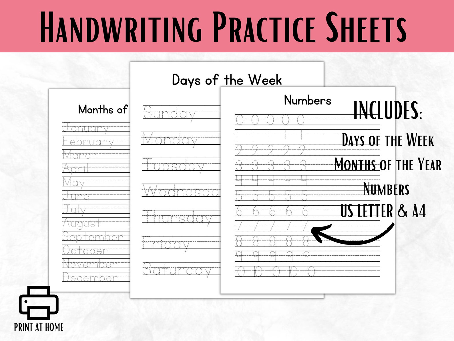 HANDWRITING PRACTICE SHEETS Days of the Week Tracing Pages - Etsy