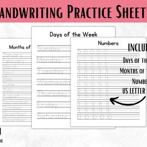 HANDWRITING PRACTICE SHEETS Days of the Week Tracing Pages - Etsy