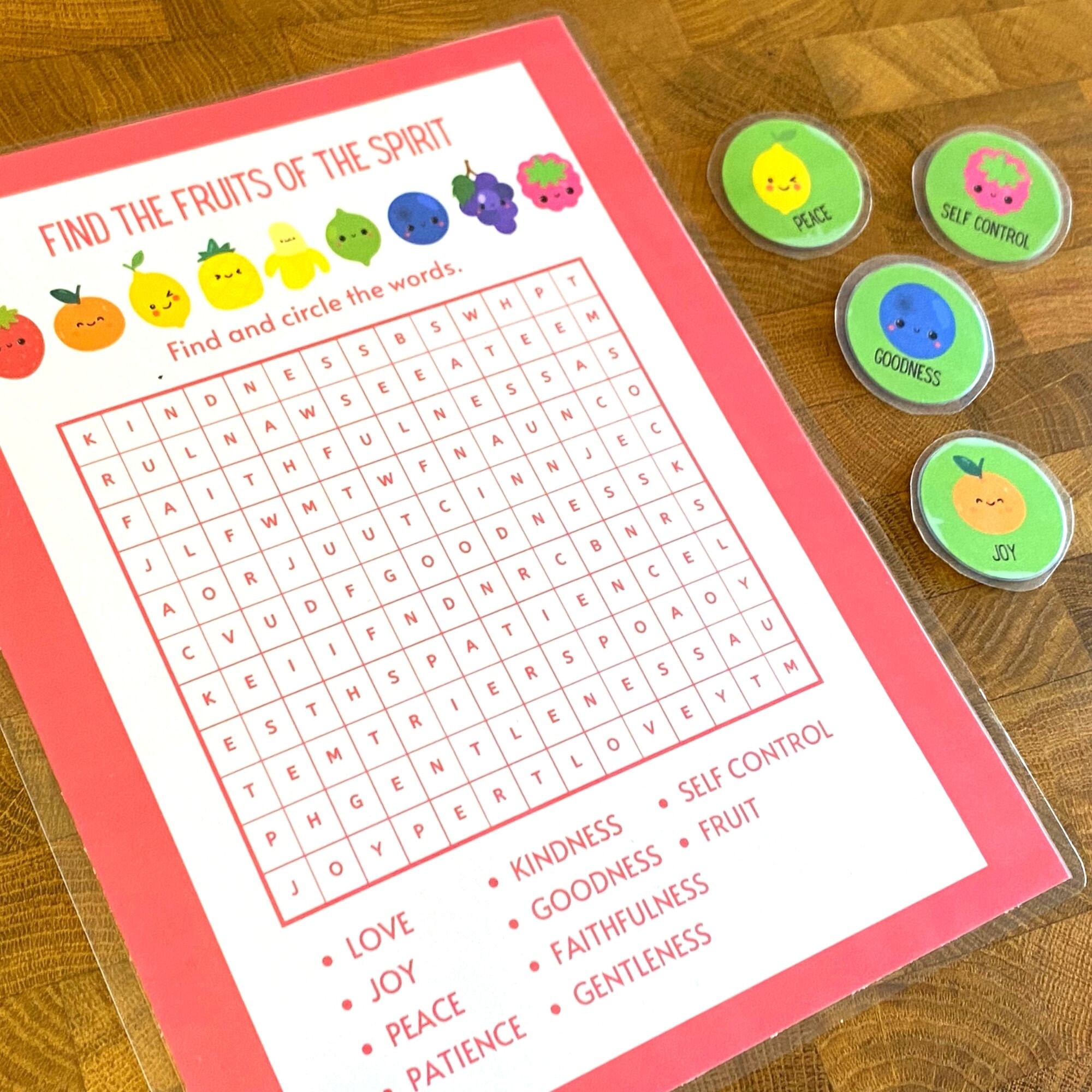 Fruits of the Spirit Activity: Bible Matching Game & Word Search ...