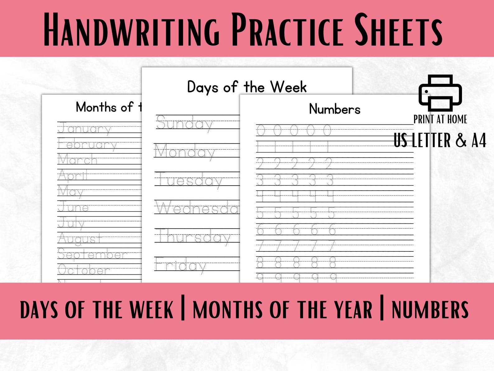 HANDWRITING PRACTICE SHEETS Days of the Week Tracing Pages - Etsy
