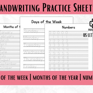 HANDWRITING PRACTICE SHEETS Days of the Week Tracing Pages - Etsy