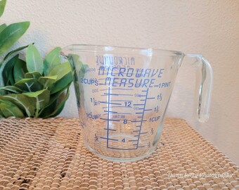 Vintage Pyrex Glass 4 Cup Measuring Bowl M-320 Blue Lettering - Etsy