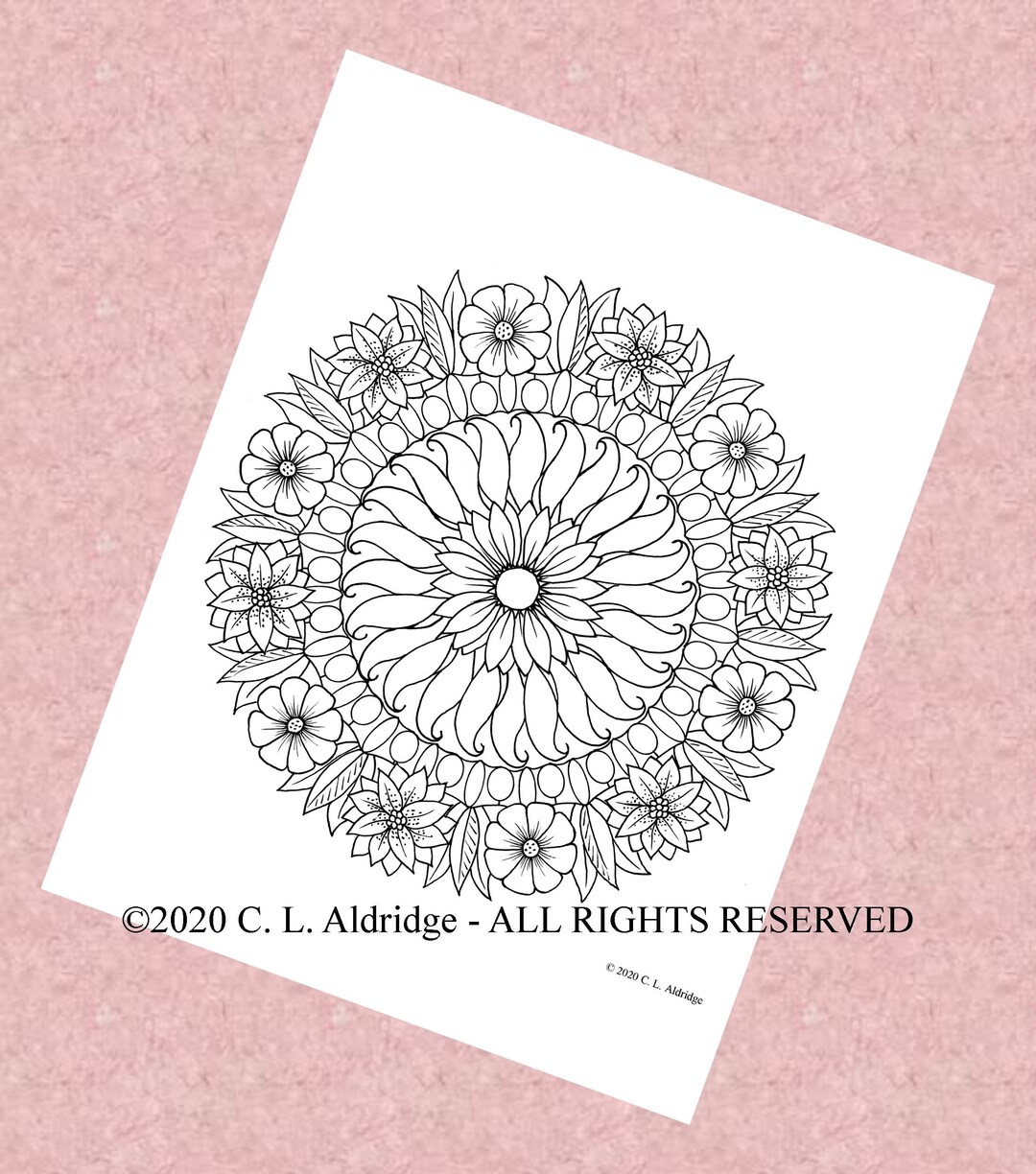 NEW! Flower Fancy Mandala ~ Art Coloring Page, Hand Drawn Original ...
