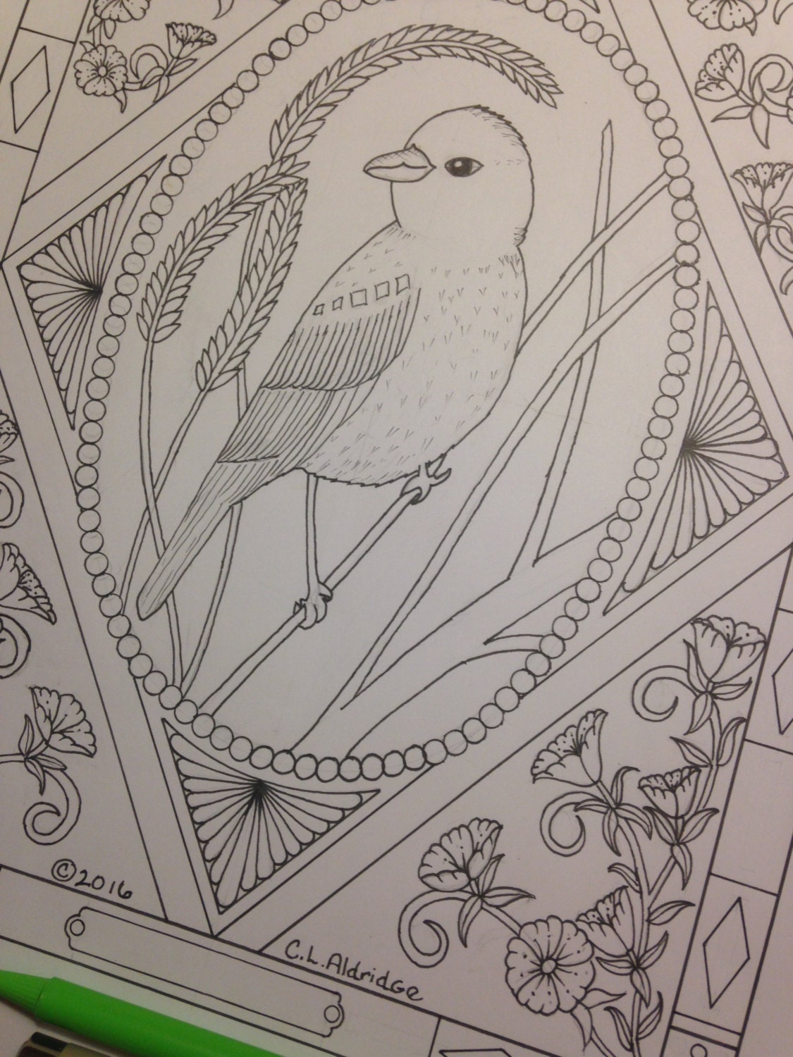 The Songbird Series Coloring Pages Painted Bunting | Etsy
