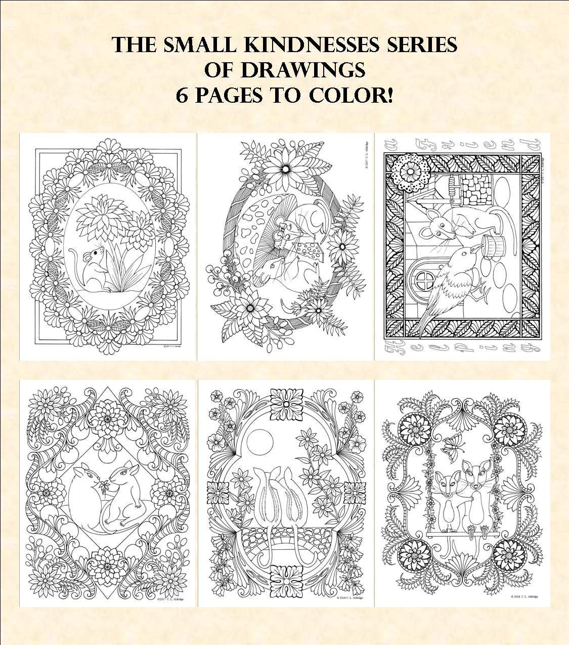 Set of Six (6) - the Small Kindnesses Series - Flowers, Mouse, Mice ...