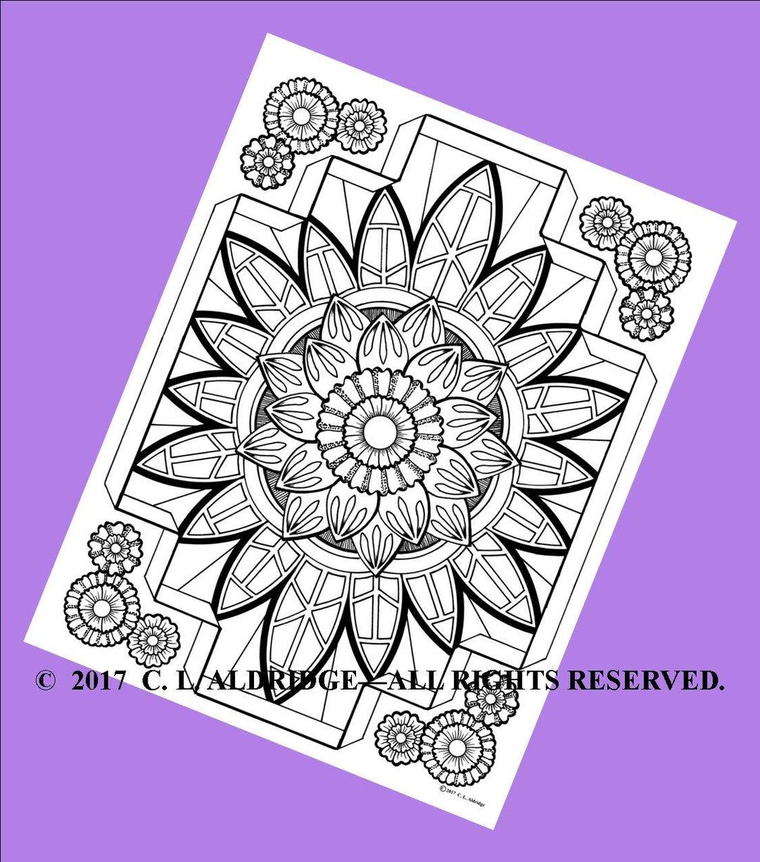 Geojewel Flower - Ornamental Coloring Page - INSTANT DOWNLOAD - Etsy