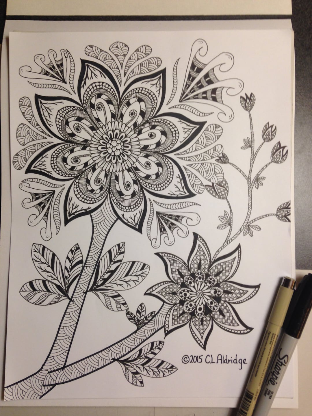 Branch of the Wildflower Tree #1, Fantasy Flowers, Hand Drawn ...