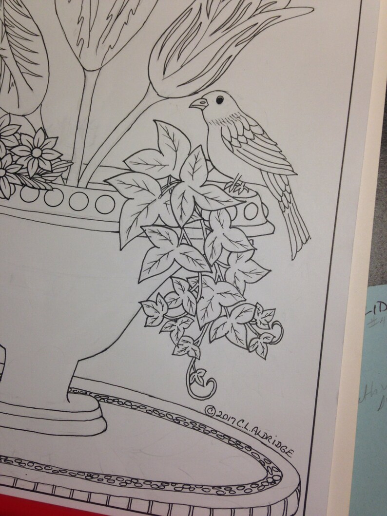 Tulip Trio Flower Garden Coloring Page | Etsy