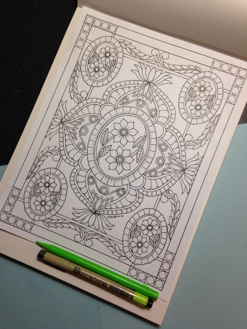 Botanical Ornamental Filigree 2 Coloring Page | Etsy