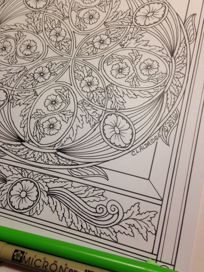 Winged Botanical Ornamental Filigree 2 Coloring Page - Etsy