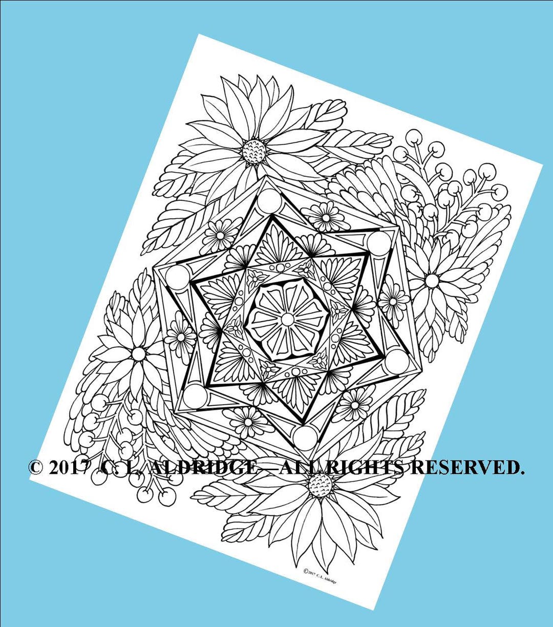 Star Gems and Flowers Ornamental Coloring Page - INSTANT DOWNLOAD - Etsy