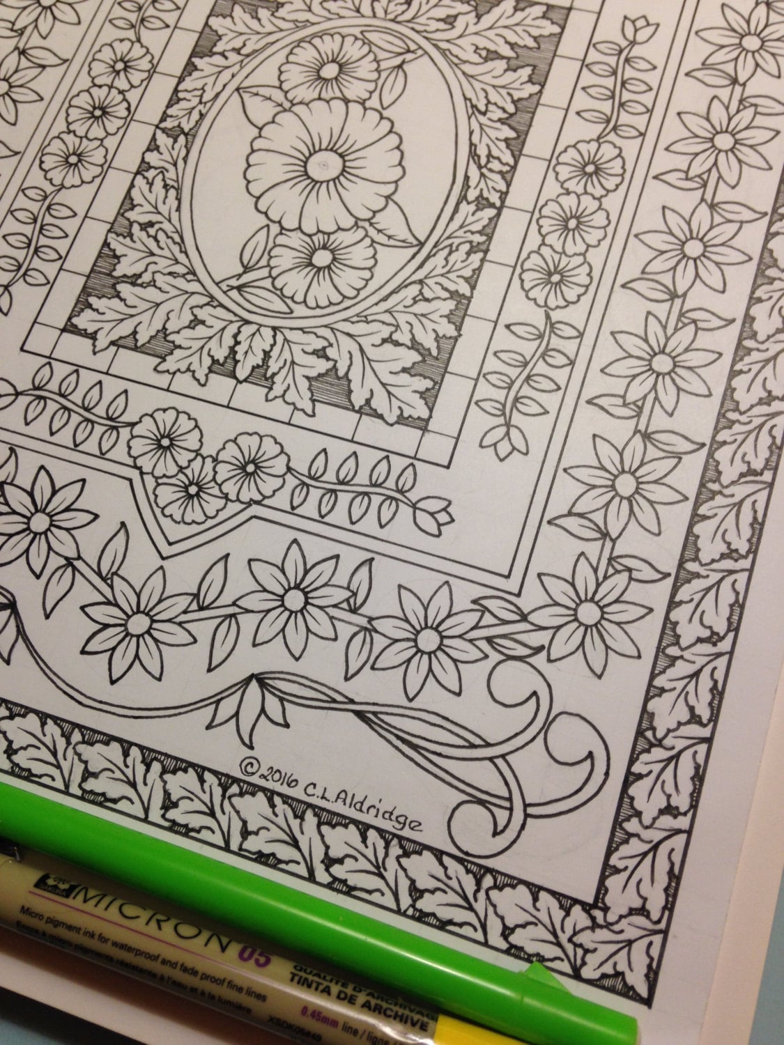 Floral Magic Carpet 1 Coloring Page | Etsy India