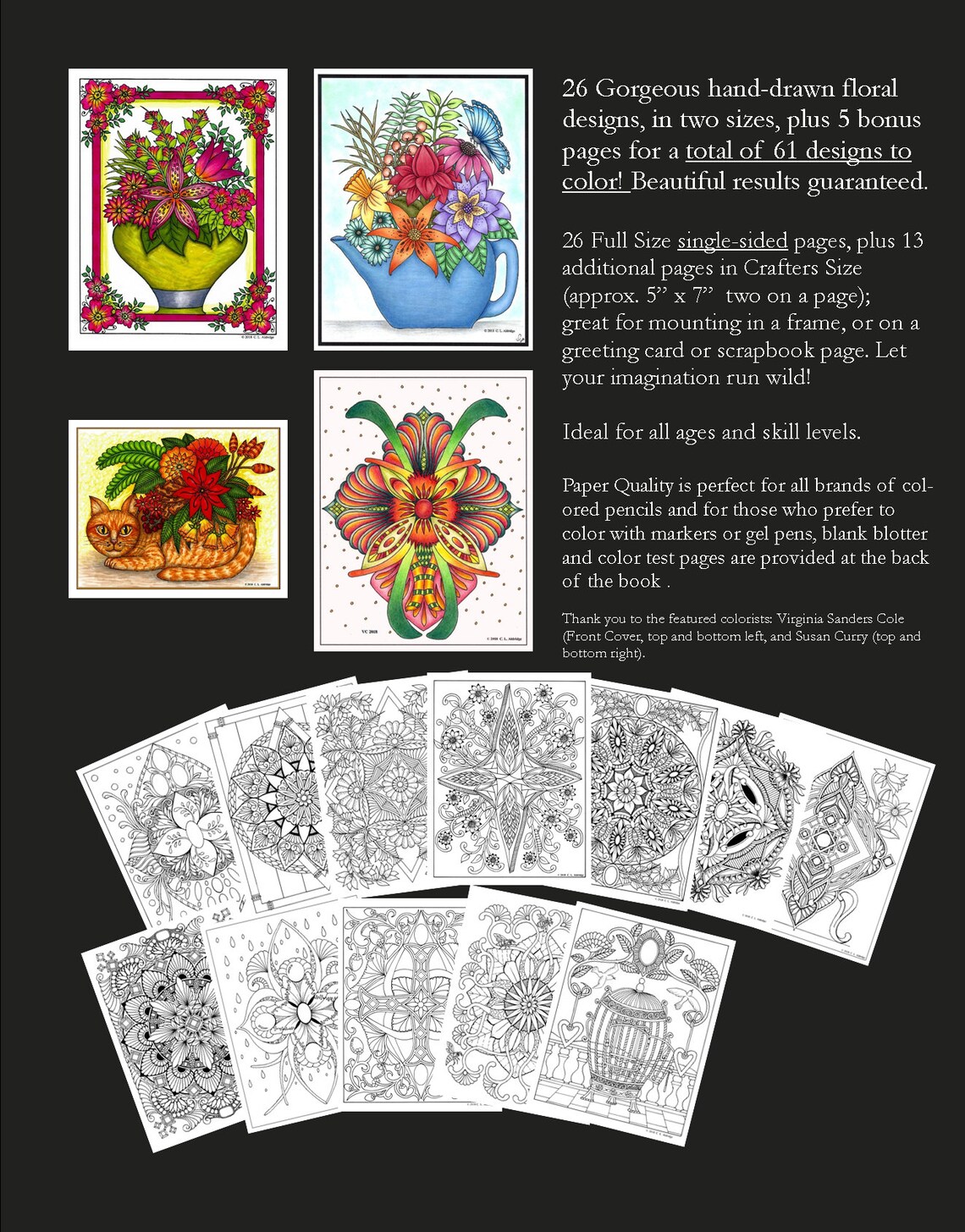 Fabulous Flowers A Coloring Book of Flowers Imagination and | Etsy