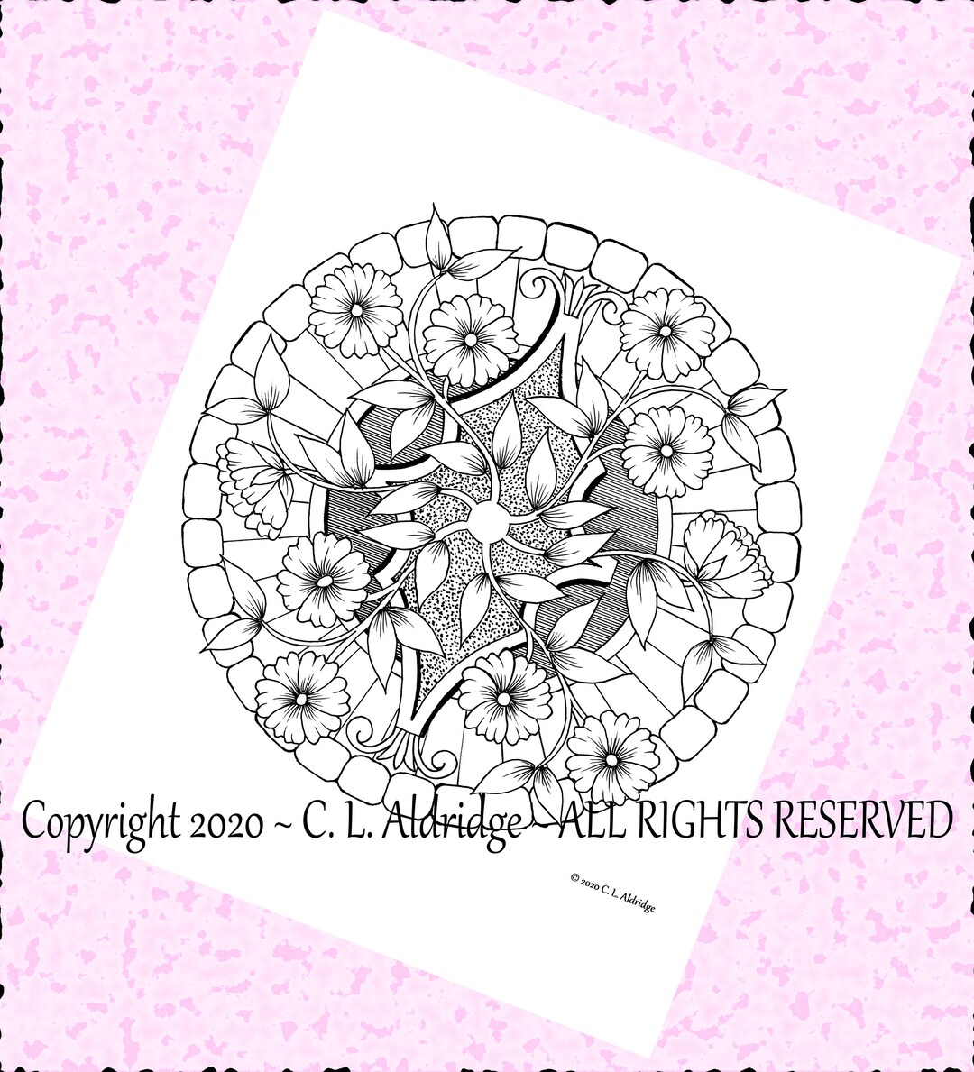 Apple Blossom Mandala - Original Art Coloring Page, Hand Drawn Original ...