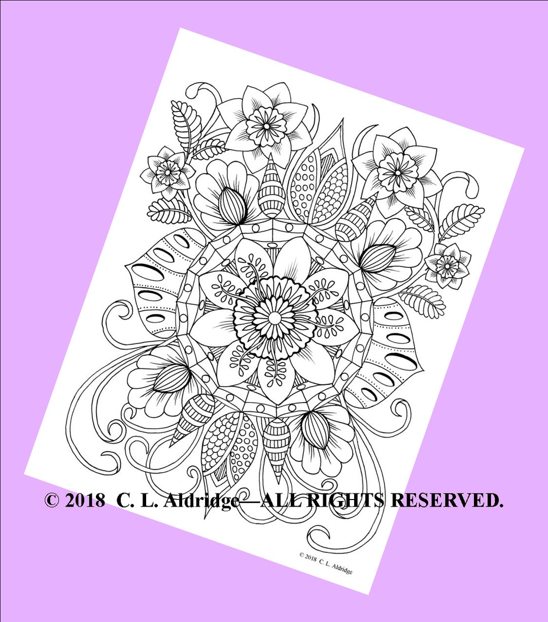Fabulous Flowers 17 - Garden Fantasy Flowers, Coloring Page, Original ...