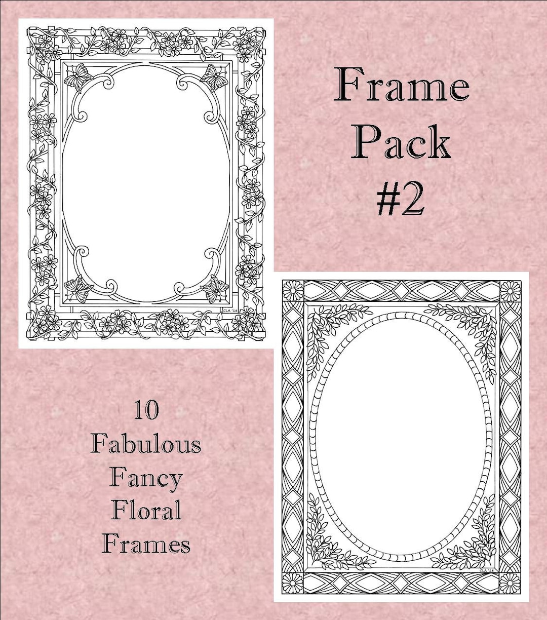Frame Pack 2 - 10 Fancy Floral Frames for Photographs, Verse, Poetry ...