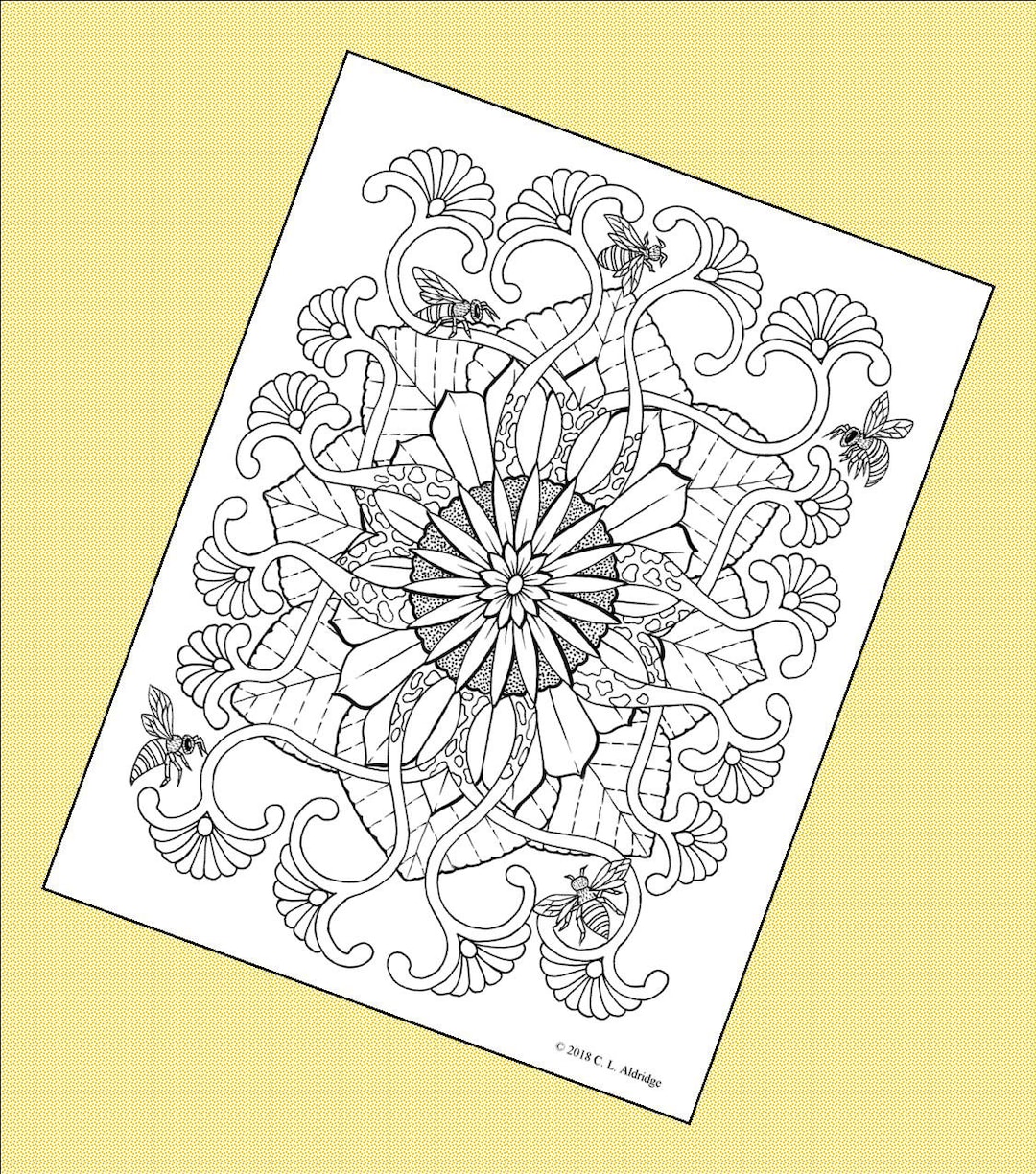 Fabulous Flowers 26 - Bee Paradise, Fantasy Flowers, Coloring Page ...