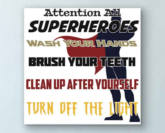 Superhero Bathroom Wood Sign Superhero Bathroom Decor | Etsy