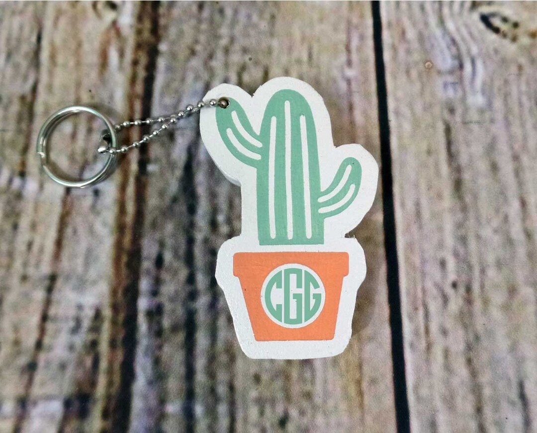 Cactus Keychain, Personalized Cactus Keychain, Cactus Key Ring ...