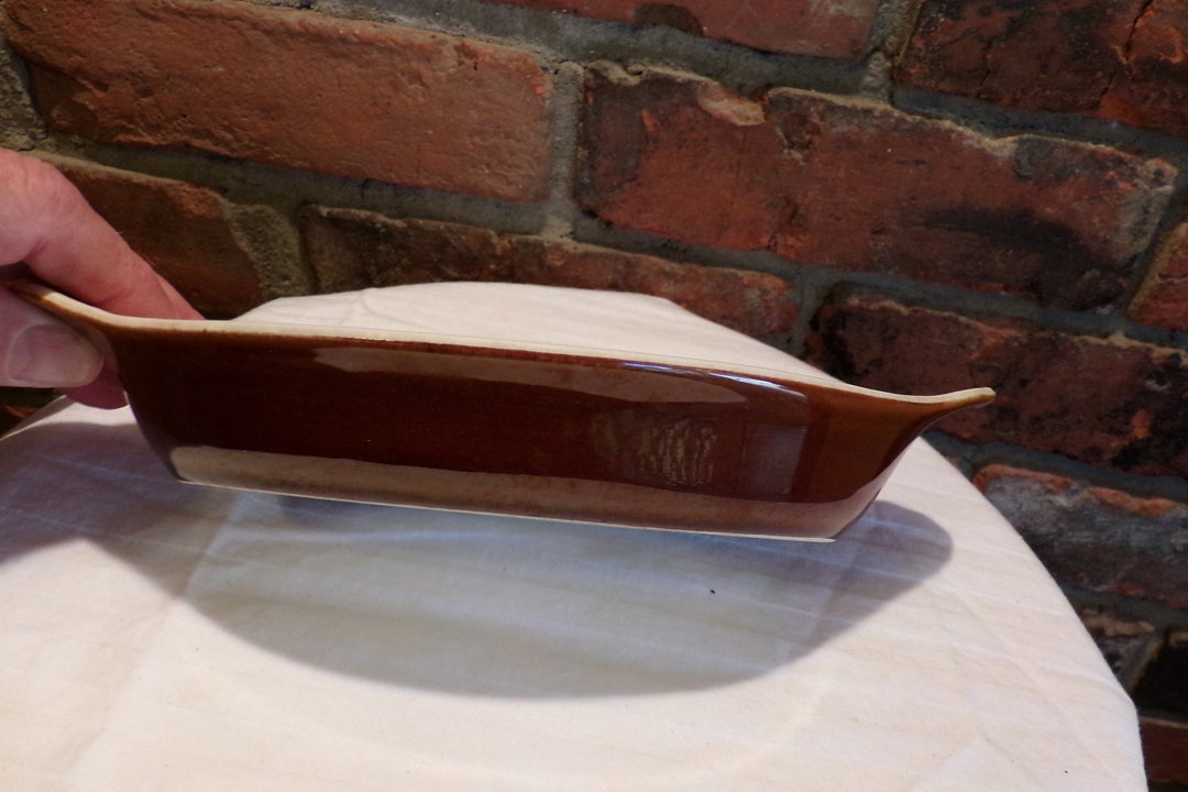 Hall Au Gratin Baking Dish 528 Restaurant Type BROWN GLAZE Tab Handles ...