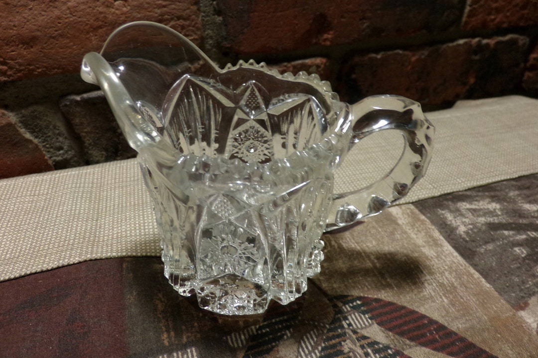 Antique ABP Cut Crystal Creamer, Ornate Pinwheel Pattern, Early 1900s ...