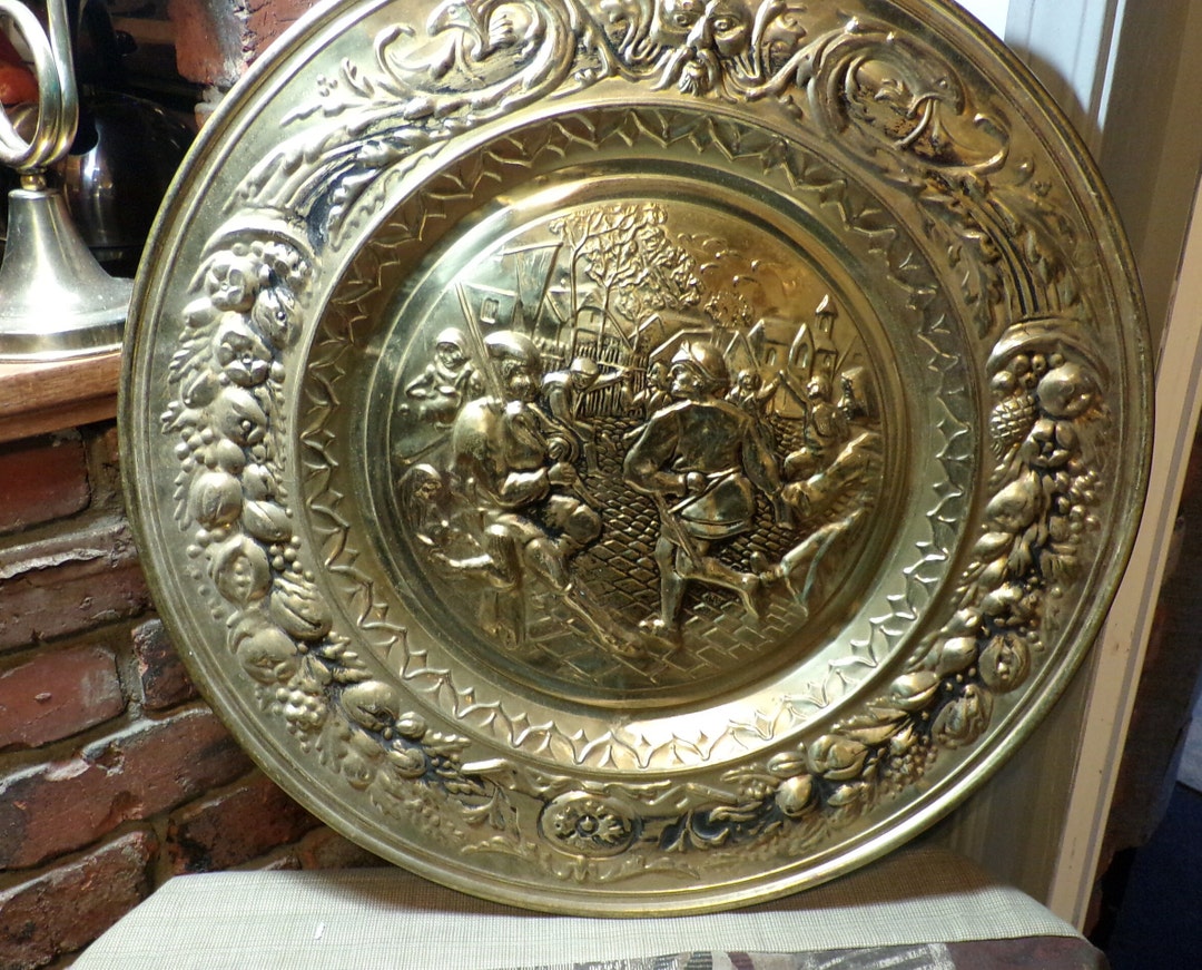 Vintage Embossed Peerage Brass Wall Hanging Pub Scene Brass Wall Decor ...