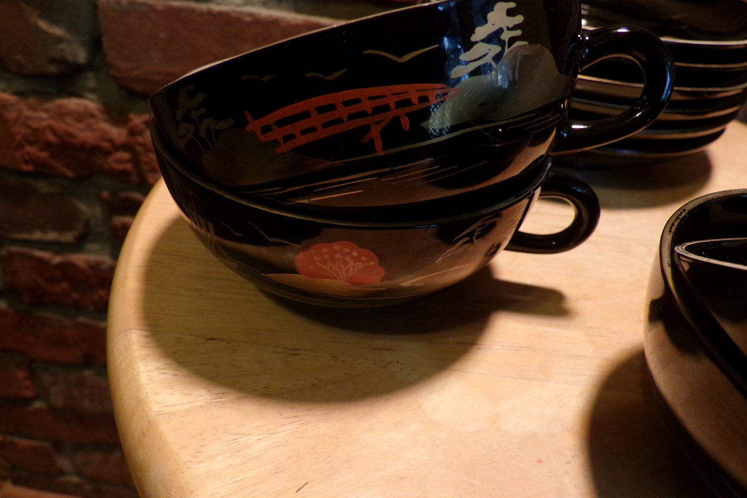 Vintage Japanese Black & Gold Lacquer Tea Set for 6 Cups - Etsy