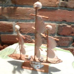 Vintage Seashell Sailboat Décor, Seashell Sailboat Figurine, Nautical ...