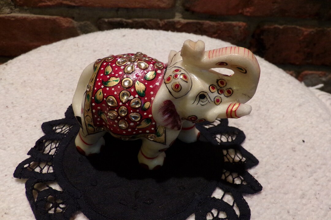 Jeweled Elephant Lepakshi Gold Leaf Work Marble Jaipur Marquetry Arts ...