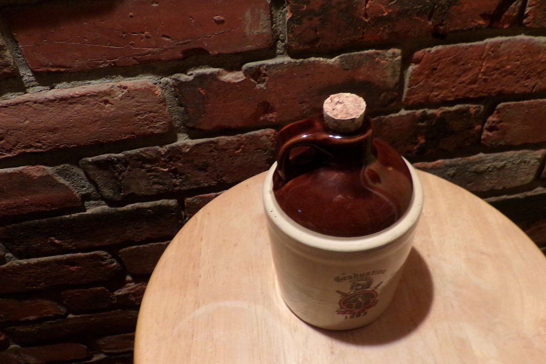 Vintage Stoneware Jug With Cork, Vintage Whiskey Jug, Corked Whiskey ...
