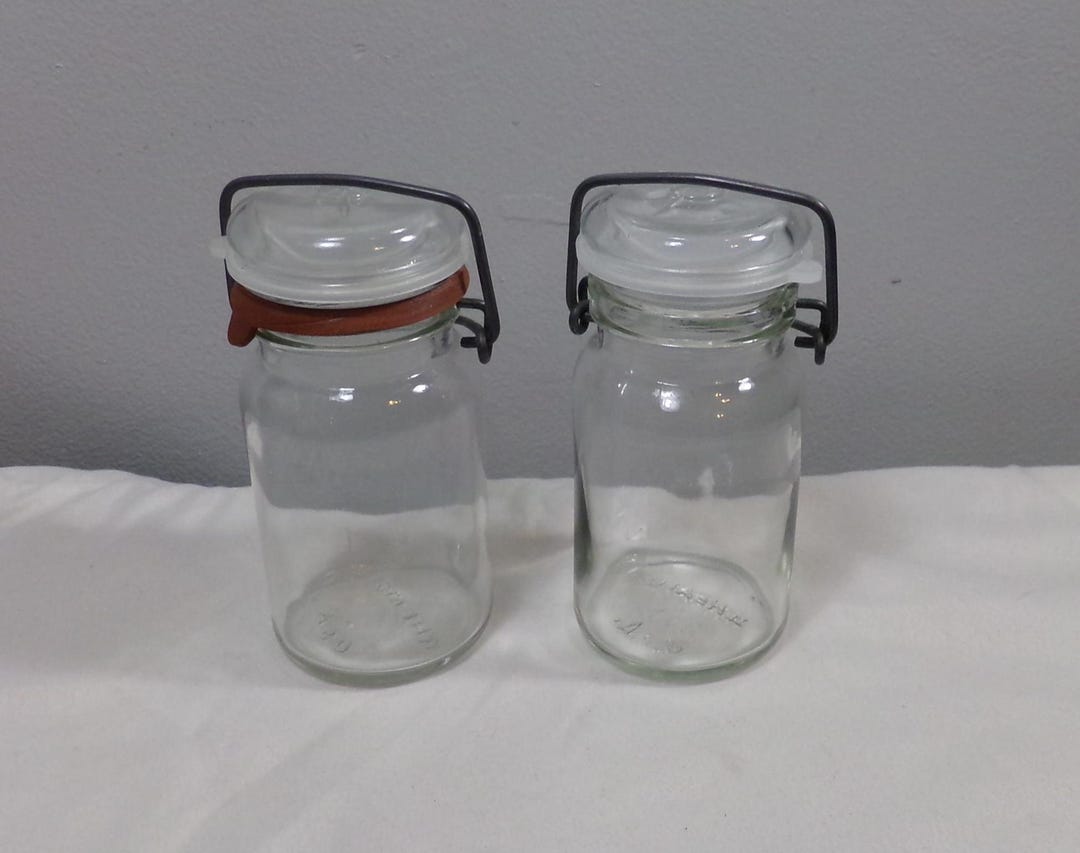 Vintage Glass Canning Jars, Wheaton Glass Top Bail Jar Set, 2 Vintage ...