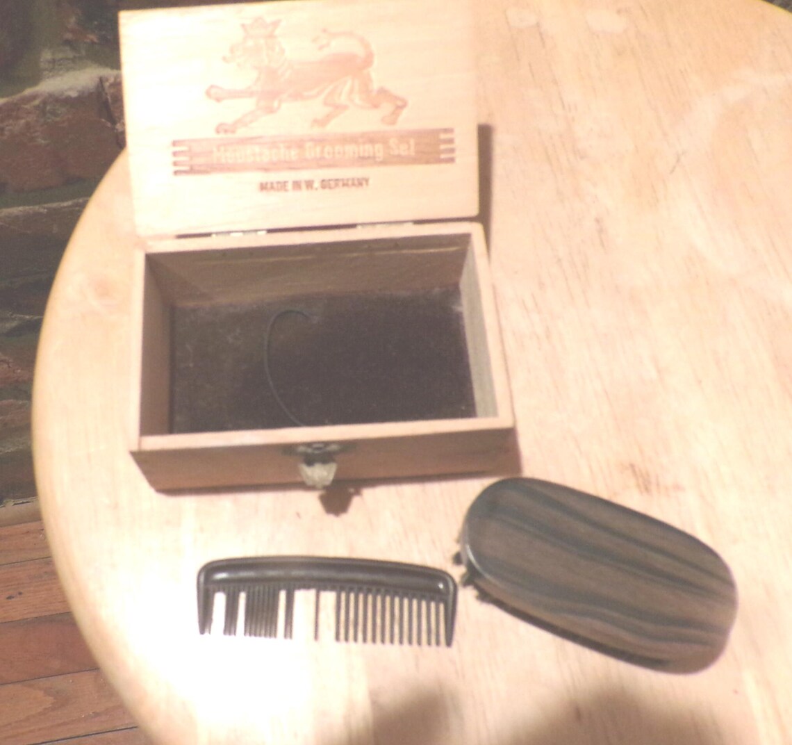 Vintage Mens Mustache Brush Comb Set, Rare Moustache Grooming Set in ...