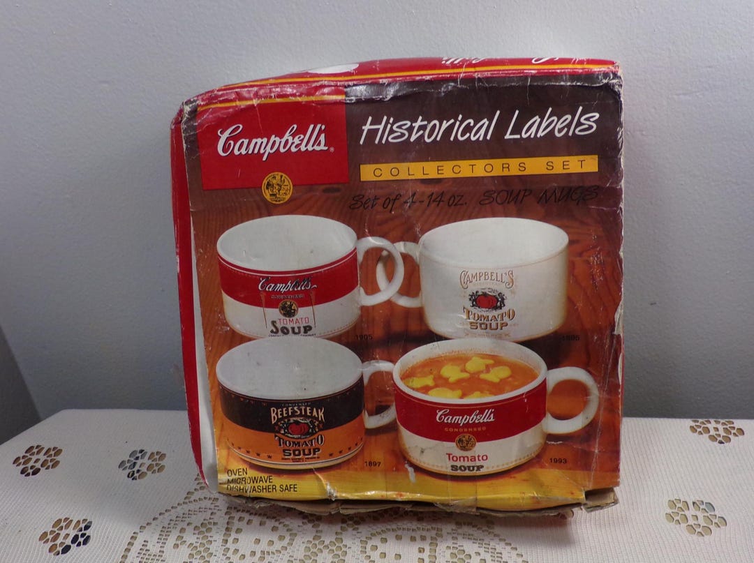 Campbells Historical Labels Soup Mugs Collectors Set of 4 Vintage 2004 ...