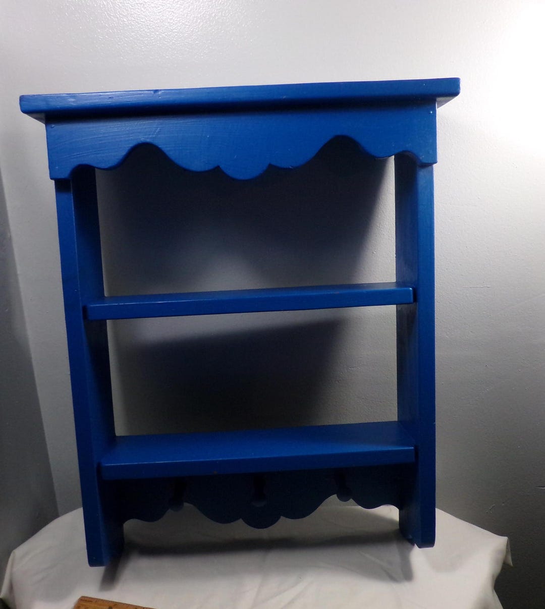 Vintage Wood Wall Shelf, Vintage 3 Tier Wall Shelf With Pegs, Rustic ...