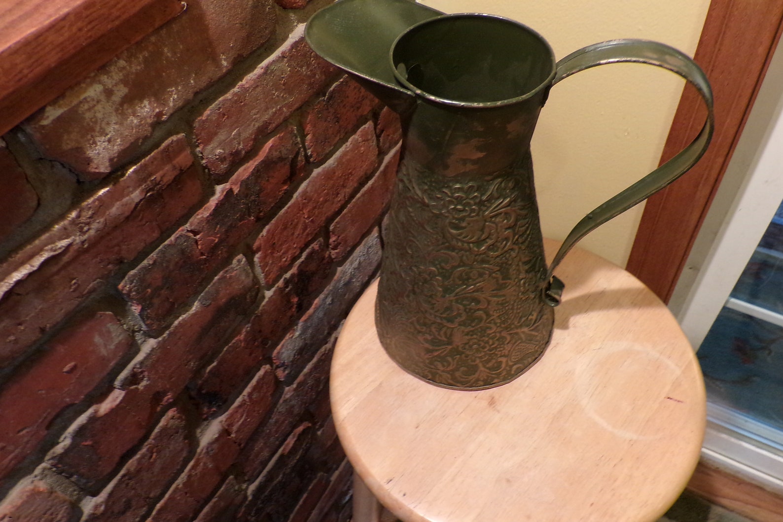 Vintage Tin Ware Metal Pitcher Embossed Tin Pitcher Vintage - Etsy