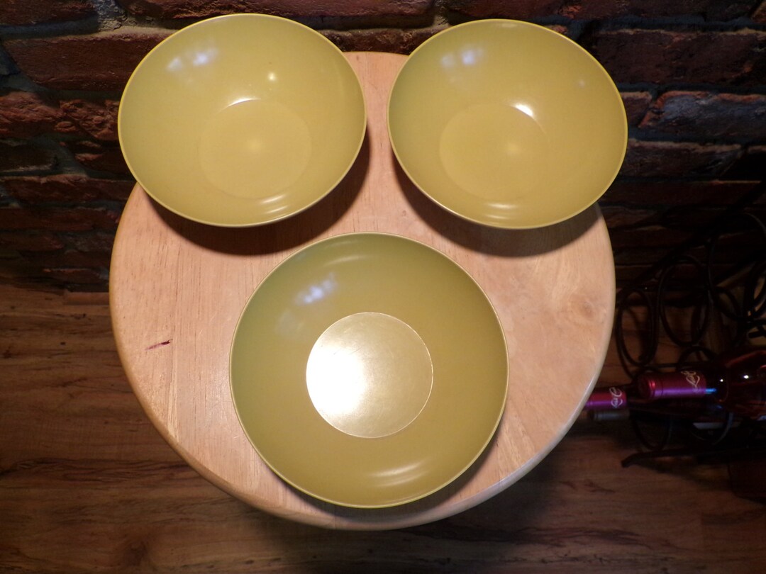 Vintage Mustard Yellow Plastic Bowls, 1970's Mel-mac Yellow Cereal ...