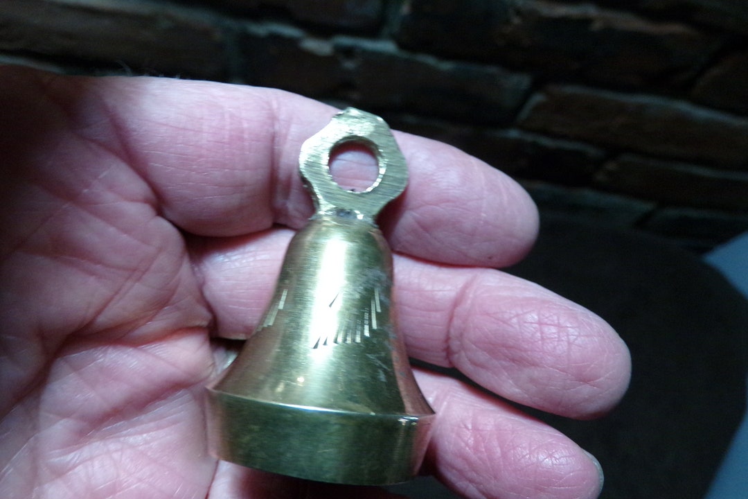 Small Vintage Decorative Etched Miniature Solid Brass Bell, Etched ...