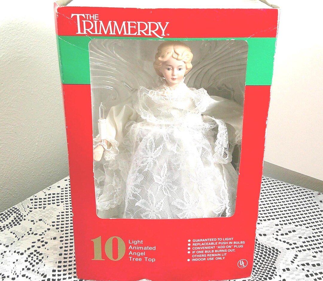 Vintage Animated Angel Tree Topper, Lighted Acrylic Wings, 1980s ...