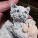 Vintage Cat Figurine Stone Critters Grey 1988 W/ Pink Yarn Ball, Grey ...