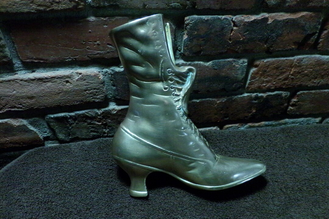 Vintage Brass Boot Vase, Victorian Brass Boot Vase, Brass Boot Figurine ...