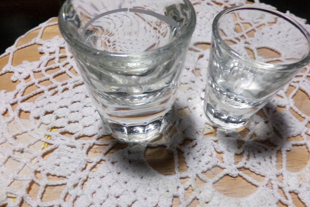 Vintage Heavy Bottom Shot Glass Set, Shot Glass Set, Old Clear Glass ...