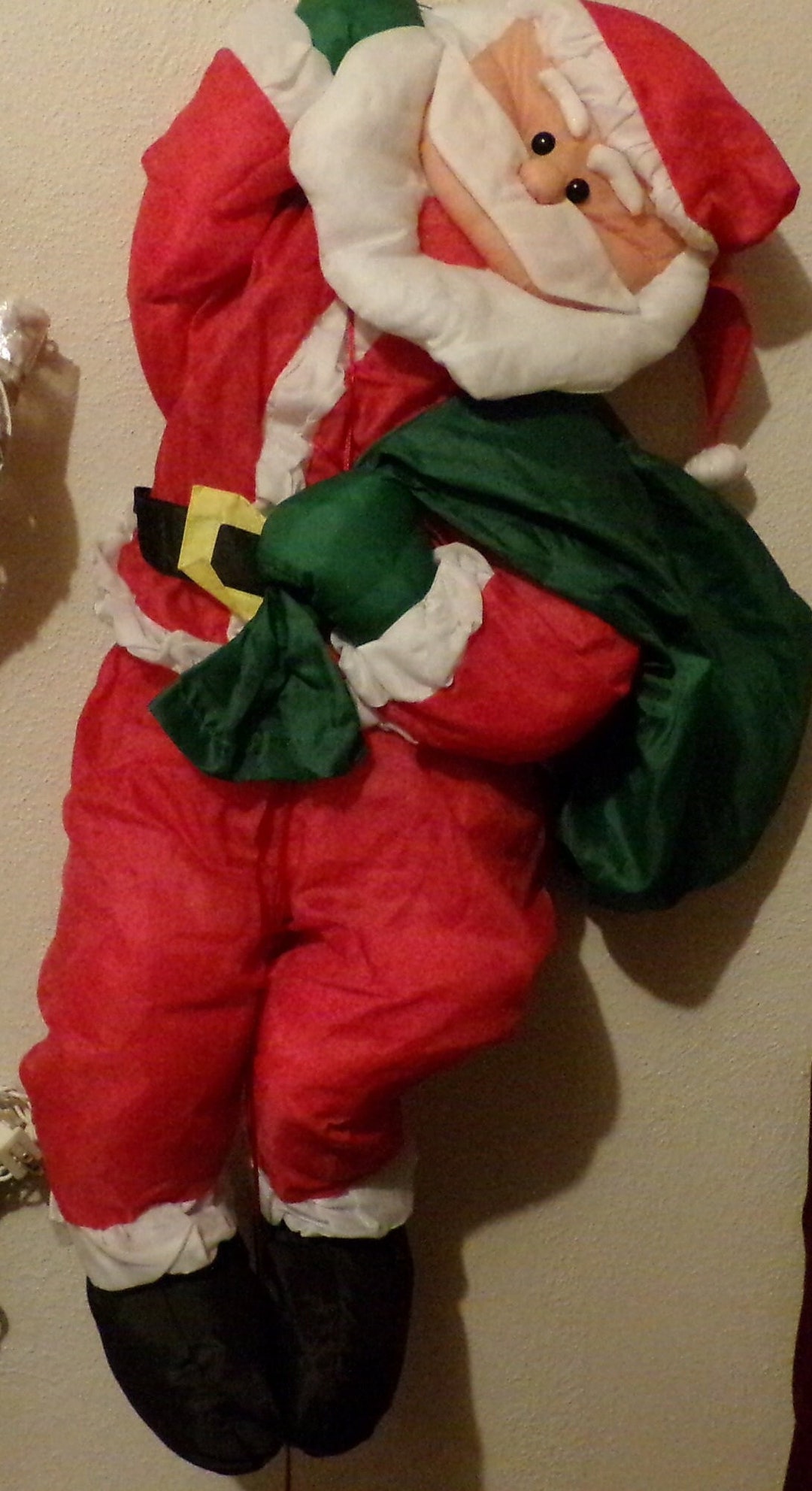 Vintage Gemmy Christmas Singing Talking Santa on String Moving Door ...