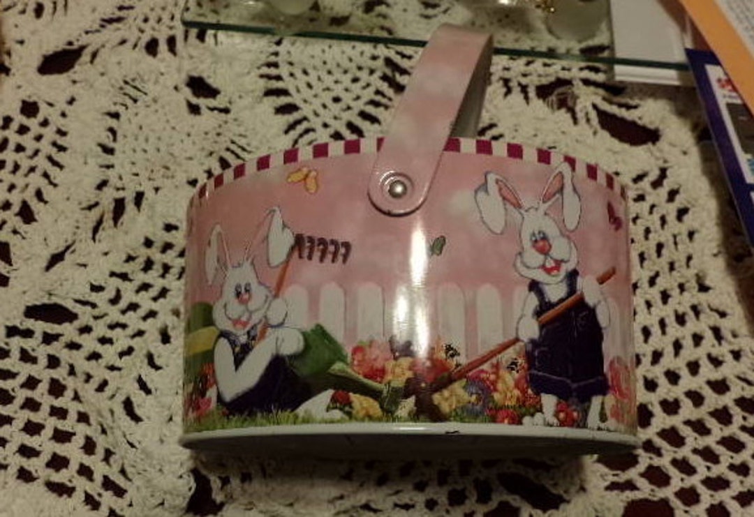 Vintage Easter Bunny Metal Tin With Handle, the Tin Box Company - Etsy