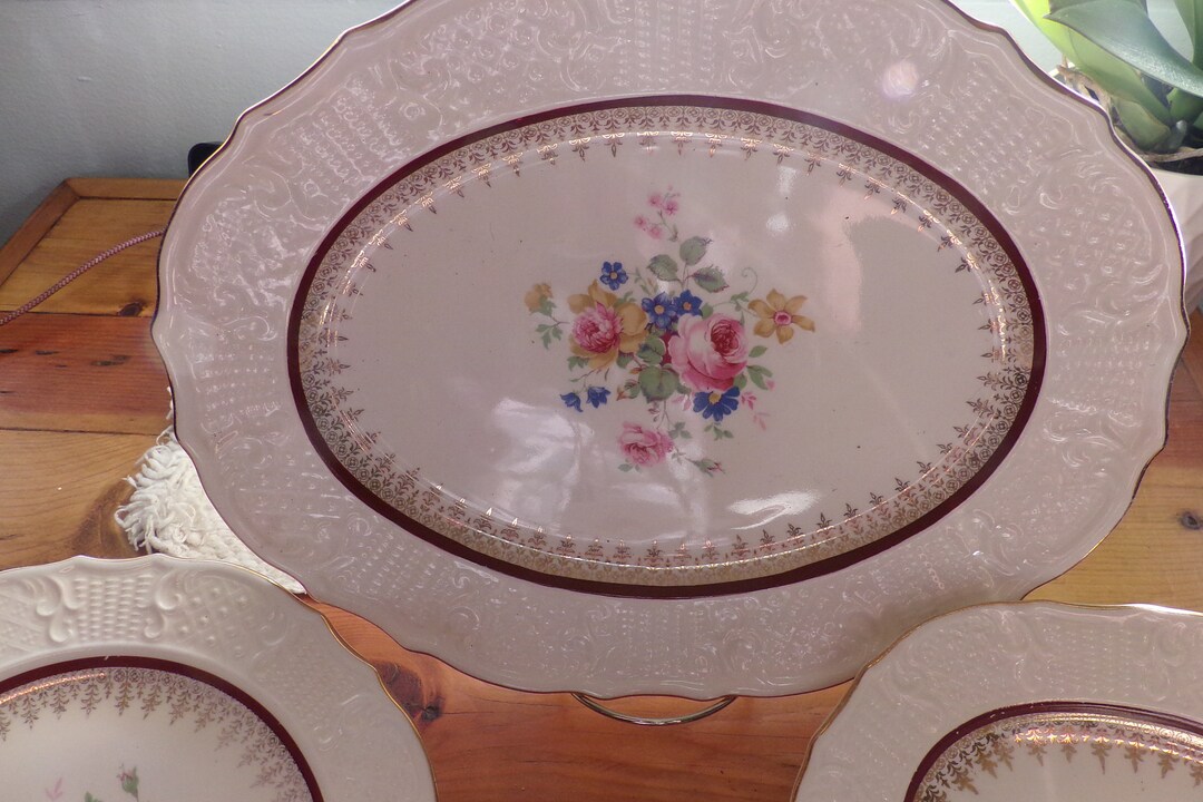 1930s Washington Colonial Porcelain Dishes, RARE Porcelain Red Band/22k ...