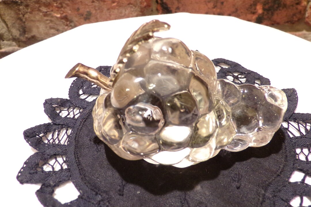 Vintage Crystal & Brass Grape Cluster, Crystal Grapes Paper Weight ...